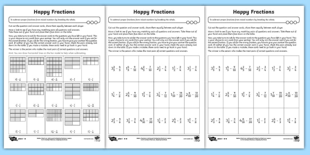 👉 Subtracting Fractions from Mixed Numbers Maths Differentiated Activity