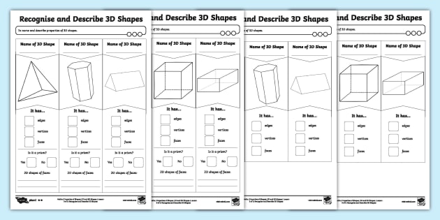 👉 Recognise and Describe 3D Shapes Differentiated Maths Activity Sheet