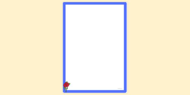 Simple Blank Printable Rose Page Border | Page Borders