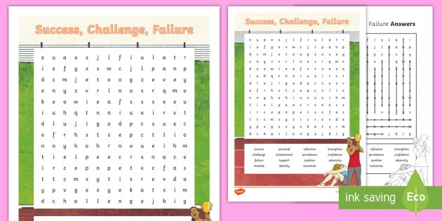 Success, Challenge, Failure Word Search