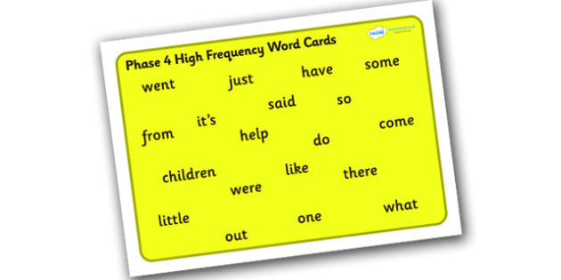 Phase 4 High Frequency Word Mat for Visually Impaired