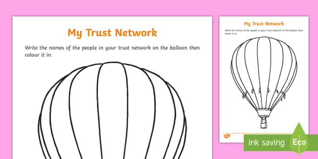 My Trust Network Balloon-Themed Worksheet (teacher made)