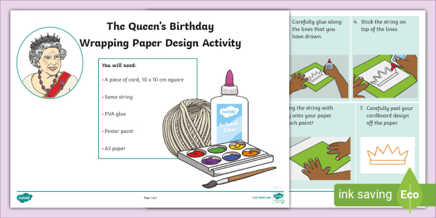 The Queen's Birthday Wrapping Paper Design Activity