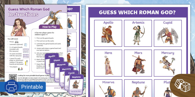 Guess Who Game for Roman Gods and Goddesses Board Game Printable