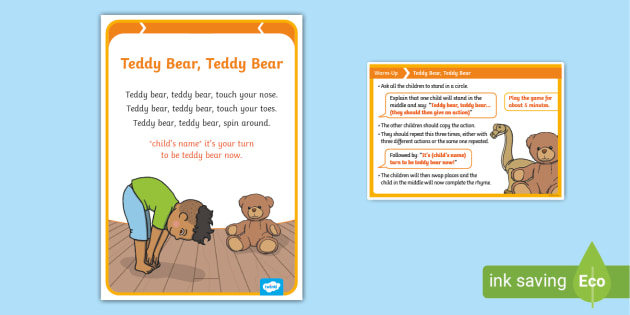 Foundation Reception Teddy Bear,Teddy Bear Warm-Up Activity
