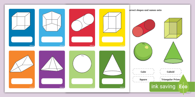 3d Shape Cut And Stick Worksheet