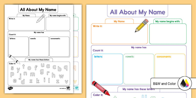 All About My Name Activity Sheet (teacher made)