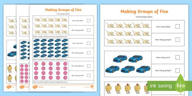 Making Groups Of Five Differentiated Worksheets Making Groups Of Five Differentiated Worksheets