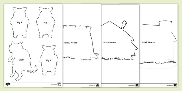 Three Little Pigs Stick Puppets The Three Little Pigs Stick Puppet