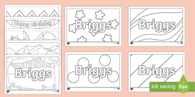 FREE! - Briggs Name Simple Colouring Activity Sheets