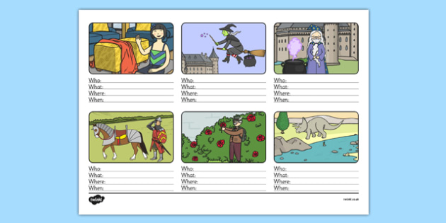 Who, What, Where, When Sentence Building Worksheet / Worksheet