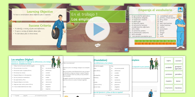 En El Trabajo Lesson 1: Jobs Lesson Pack Spanish