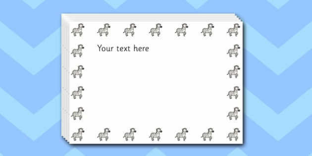 Editable Zebra Landscape Page Borders