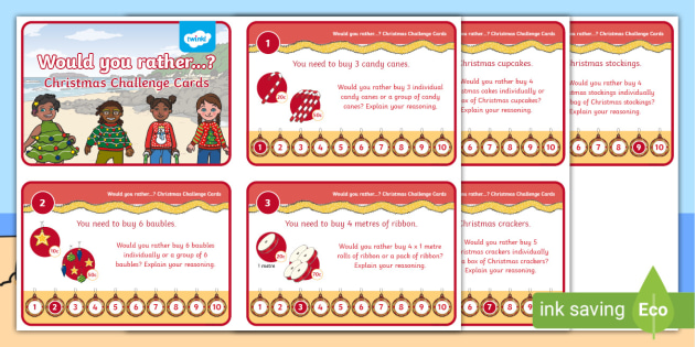 Would You Rather...? Christmas Maths Challenge Cards