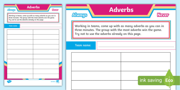 Adverbs Group Game (teacher made)