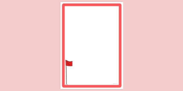 FREE! - Simple Blank Red Flag Page Border | Page Borders | Twinkl