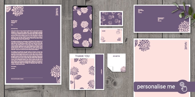 Dahlia Stationery Set in Purple Grape (teacher made)