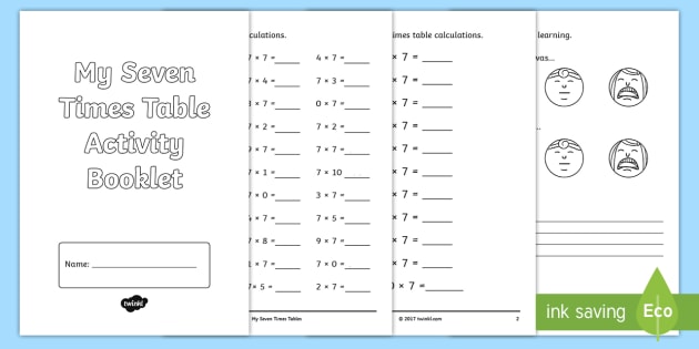The Seven X Table Booklet Primary Resources Teacher Made 