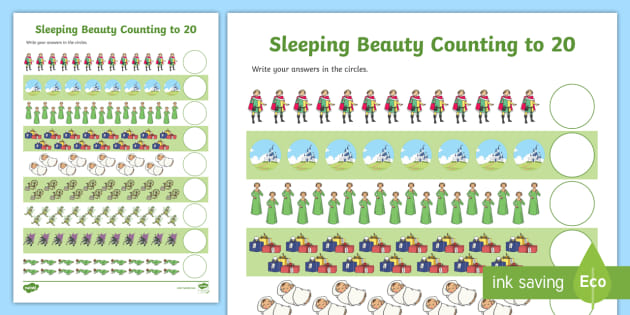 Sleeping Beauty Counting to 20 Worksheets (teacher made)