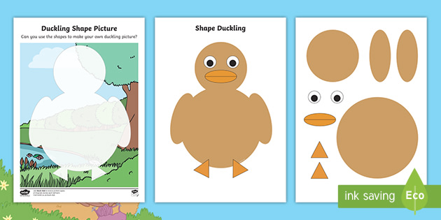 2D Shape Duckling Cutting Skills Activity (teacher made)