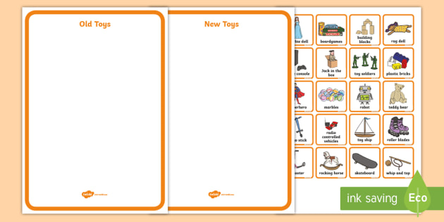 Old and New Toys Sorting Activity (teacher made)