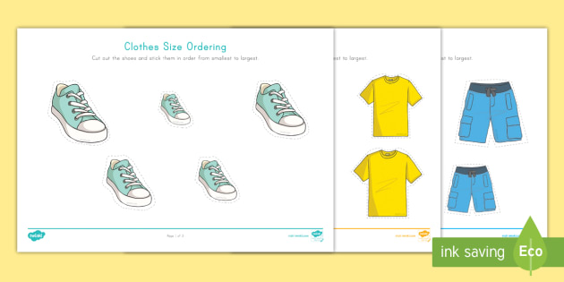 Clothes Size Ordering Activity (teacher made)