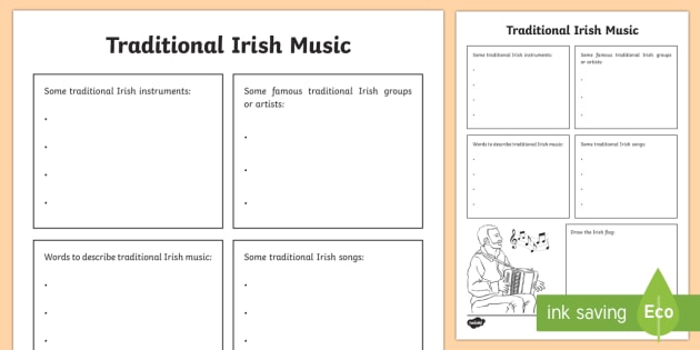 Traditional Irish Music Worksheet | Primary Resources