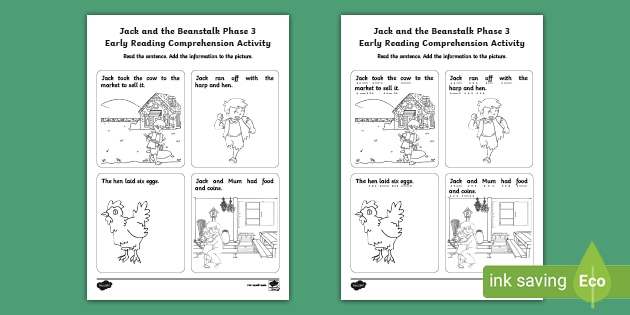 Jack and the Beanstalk Phase 3 EYFS Reading Comprehension