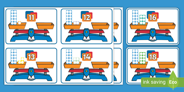 👉 Number Shape 11-20 Balance Scale Activity Cards