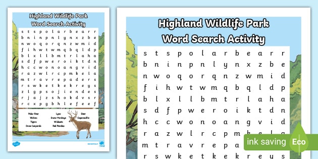 FREE! - Highland Wildlife Park Word Search Activity | Twinkl