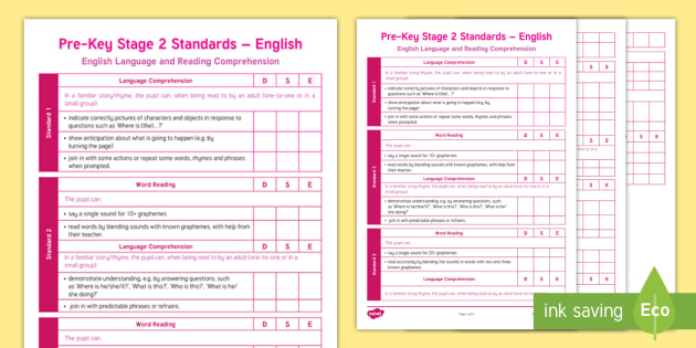 Pre-Key Stage Standards KS2 English Reading Assessment Overview