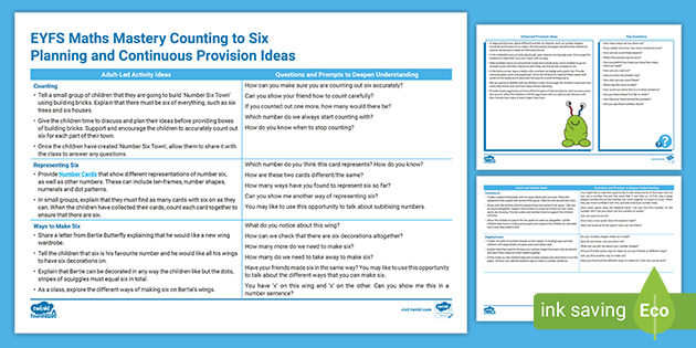 👉 EYFS Maths Mastery Number Six Planning and Continuous Provision Ideas