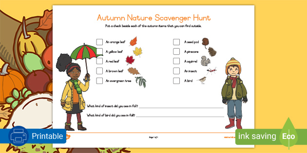 Autumn Nature Scavenger Hunt Activity