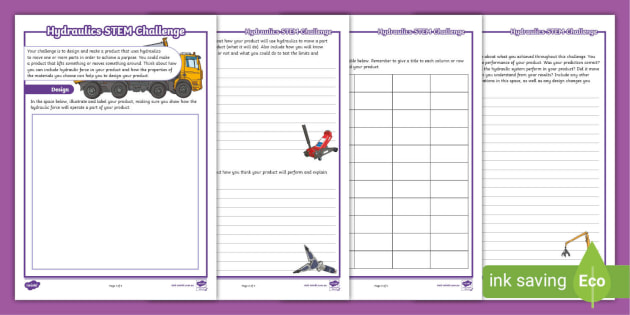 Hydraulics STEM Challenge Worksheet - STEM Engineering