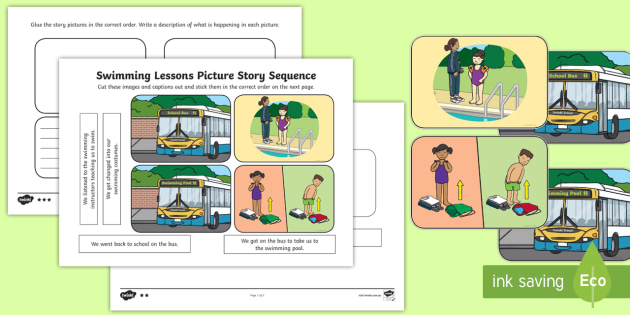 Swimming Lessons Sequencing Differentiated Worksheets