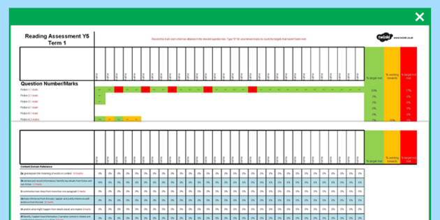 Year 5 Term 1 Reading Assessment Spreadsheet
