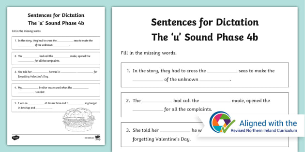 Linguistic Phonics Phase 4b 'u' Sound Dictation Sentences
