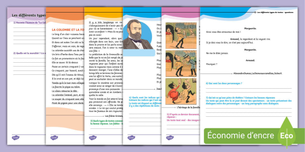 Les différents types de textes - questions (teacher made)