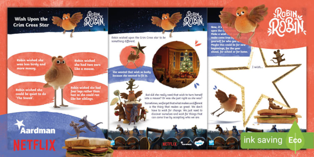 Netflix: Robin Robin - Wish Upon the Crim Cross Star Activity Sheet [Ages