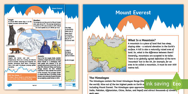 Mount Everest Fact File (Teacher-Made)