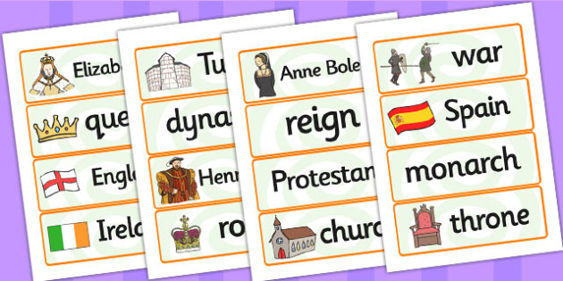 Elizabeth I Word Cards