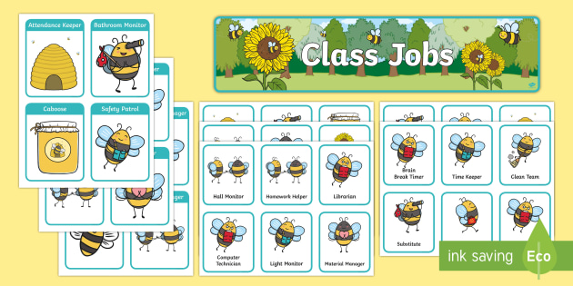 Bees Classroom Jobs Pack