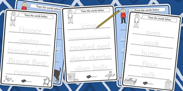 FREE! - Trace the Words Worksheets to Support Teaching on Biscuit Bear