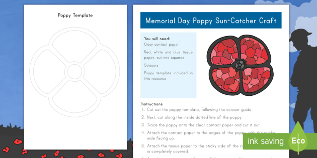 Memorial Day Poppy Sun Catcher Craft - Memorial Day, Memorial Day craft