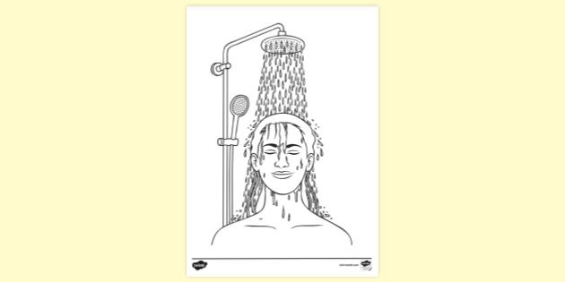 FREE! - Wetting Hair Shower Colouring Sheets | Colouring Pages
