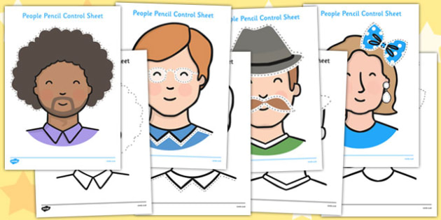 People Themed Pencil Control Sheets (teacher made)