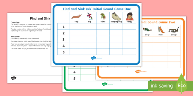 Find and Sink /sl/ Initial Sound Game (teacher made)