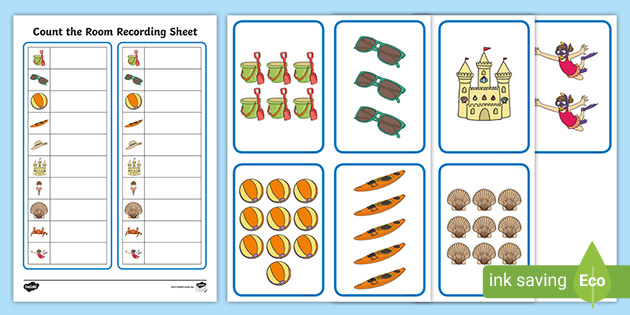 Count The Room 1-10: At the Beach Activity Pack