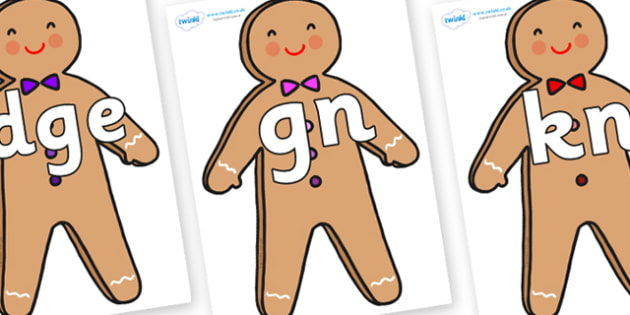 FREE! - Silent Letters on Gingerbread Man (teacher made)