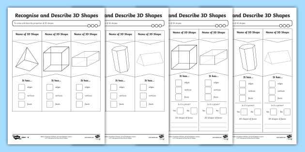 👉 * NEW * Recognise and Describe 3D Shapes Differentiated Maths Activity